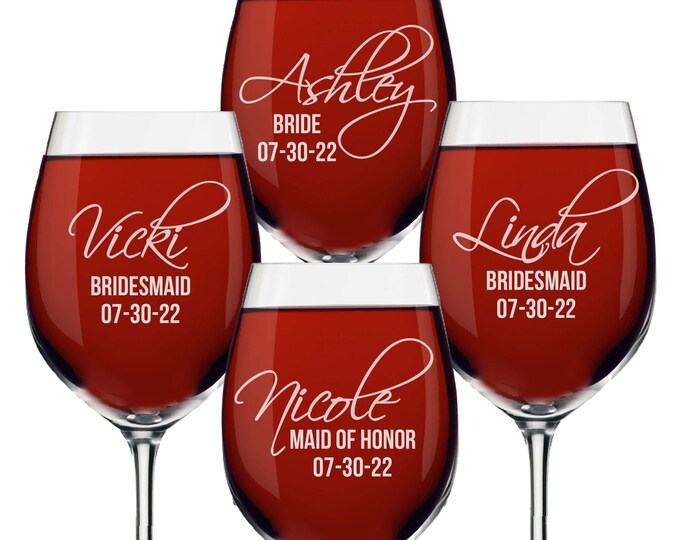 Etched Wine Glasses Personalized Wine Glass Custom Wine Etsy