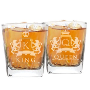 King and Queen Glasses, Custom King and Queen, Stemless King and Queen ...