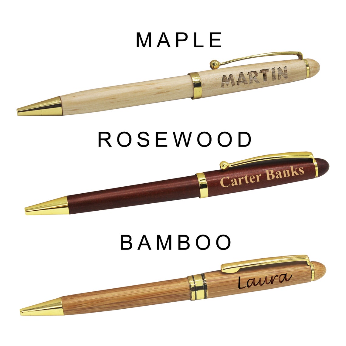 Custom Wood Pen, Monogrammed Wood Pen, Engraved Bamboo Pen ...