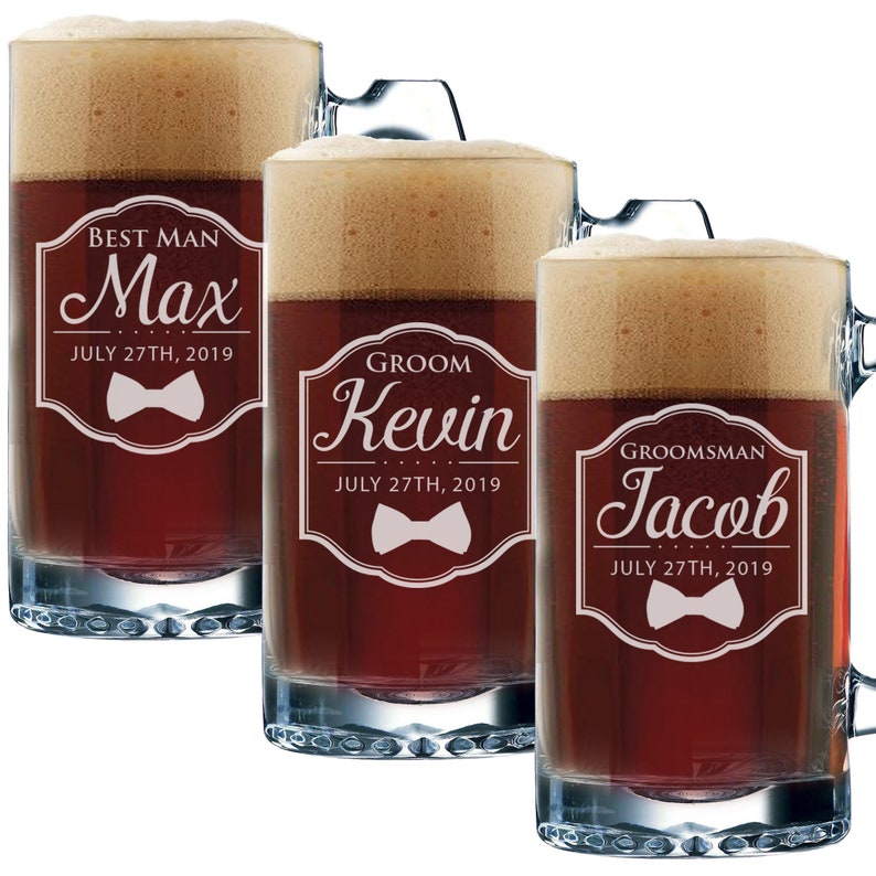 Groomsmen Beer Mug Set Personalized Beer Mugs Groomsman Beer | Etsy