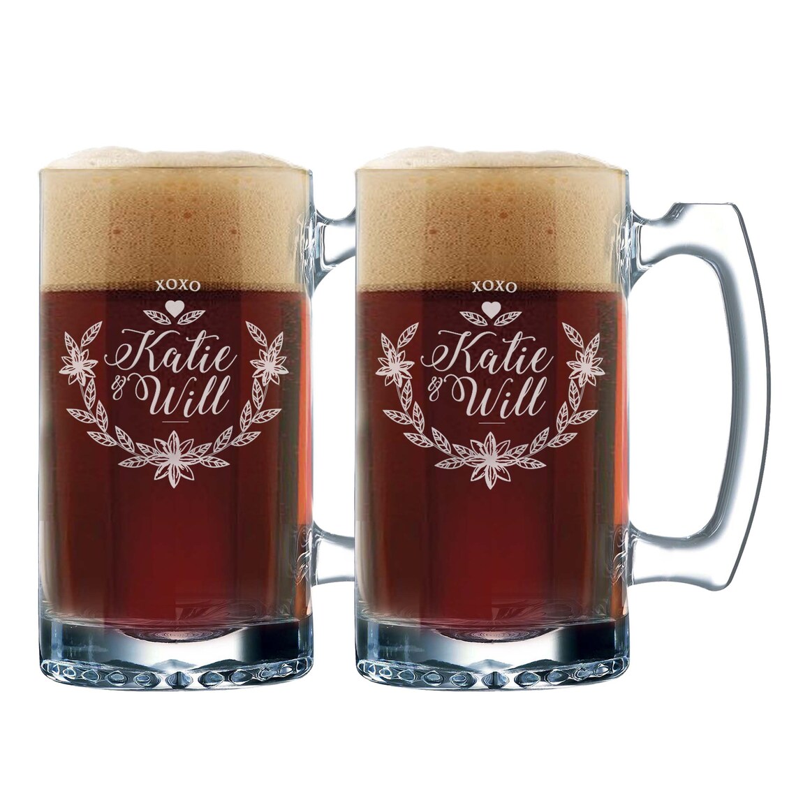 Personalized Couples Beer Mugs, Custom Anniversary Beer Mug Set of 2 ...