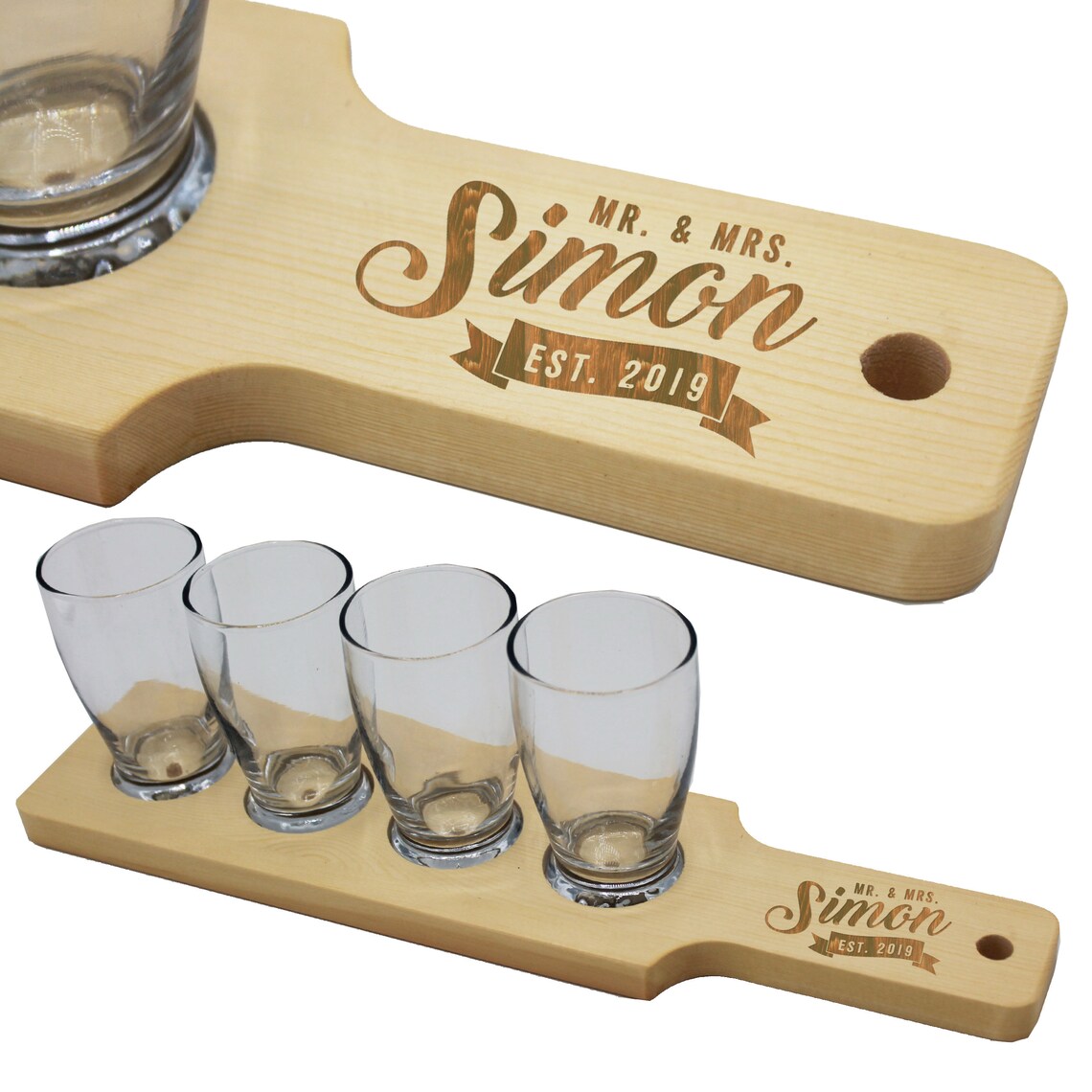 Personalized Beer Flight Set Beer Paddle and 4 Beer Tasting | Etsy