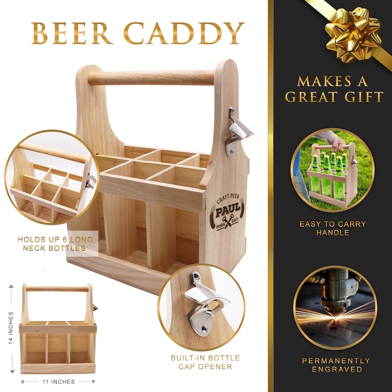 Personalized Beer Caddy, Custom Beer Carrier With Bottle Opener ...