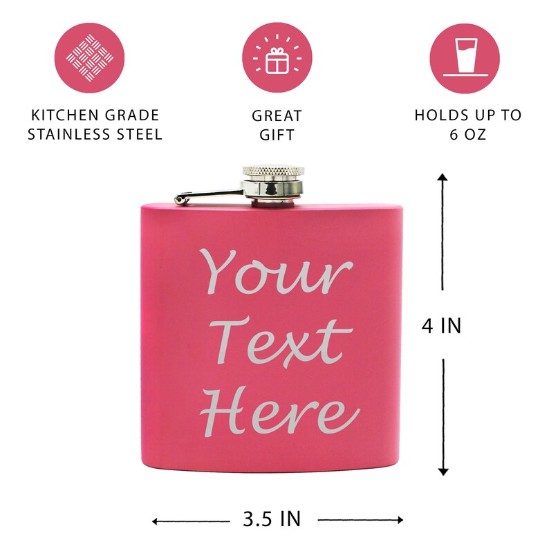 Custom Personalized Pink Flask Customized Pocket Flask | Etsy