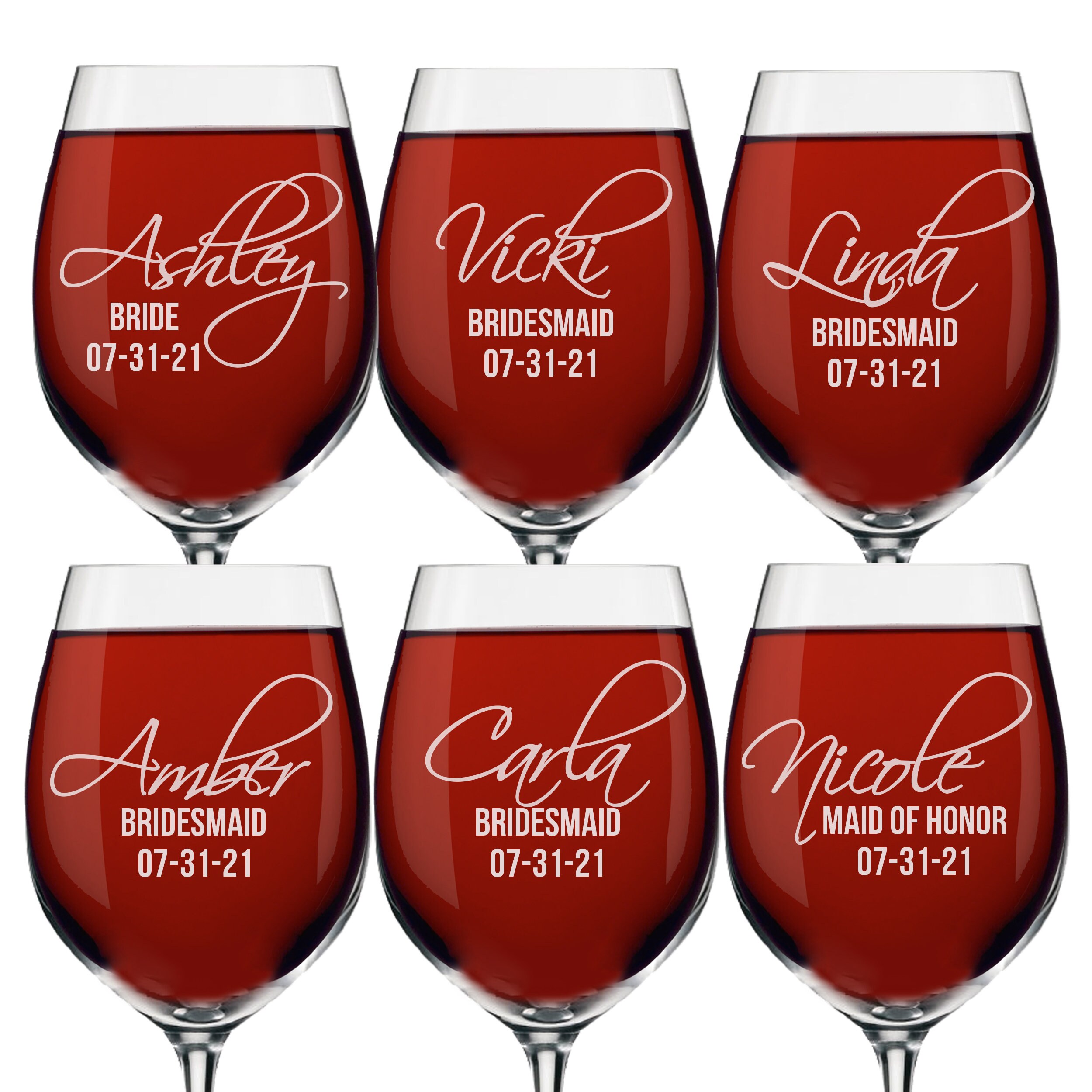 Custom Wine Glasses Personalized Wine Glasses Bridesmaid Etsy