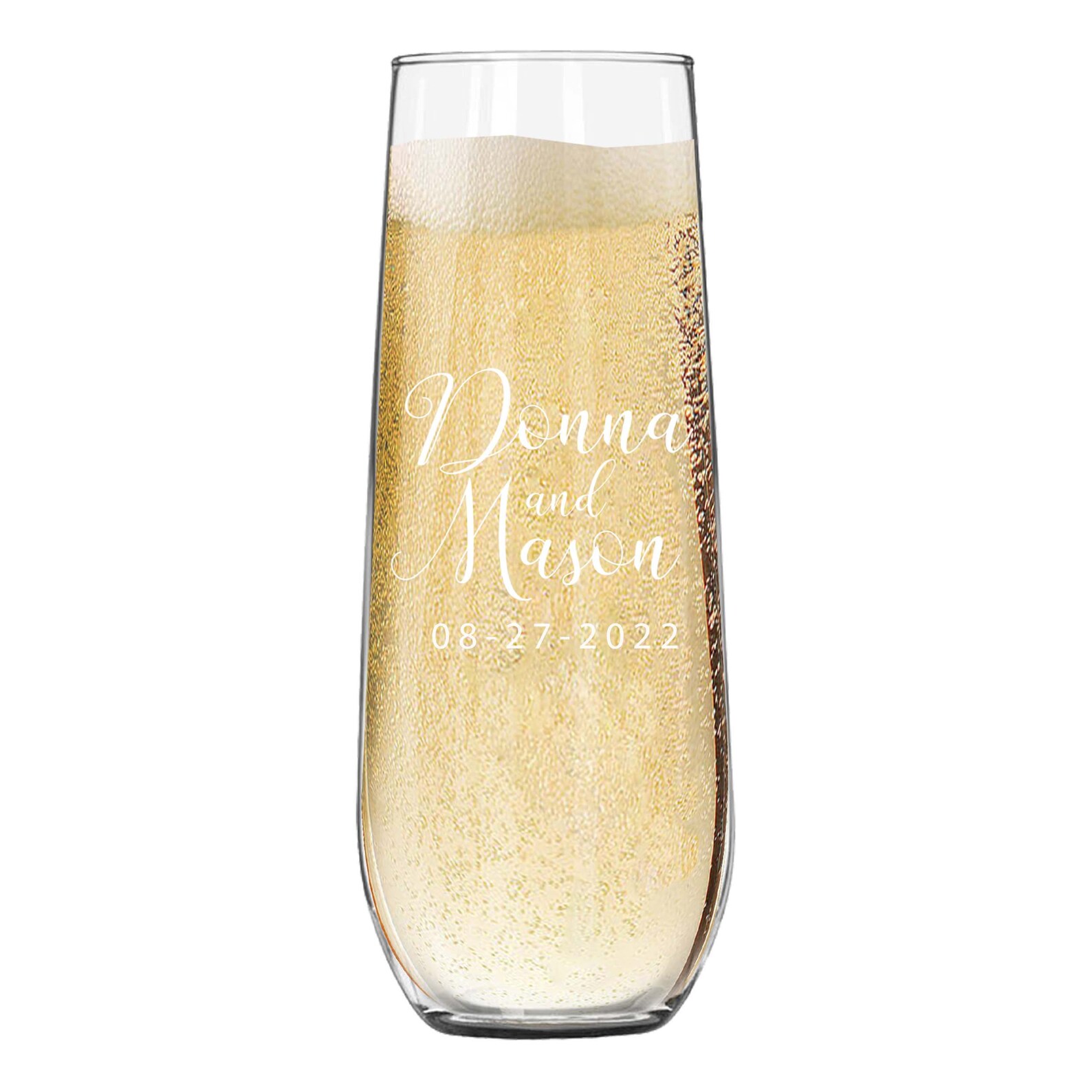 Personalized Champagne Flute Favors, Custom Stemless Flute Favors, Bulk ...