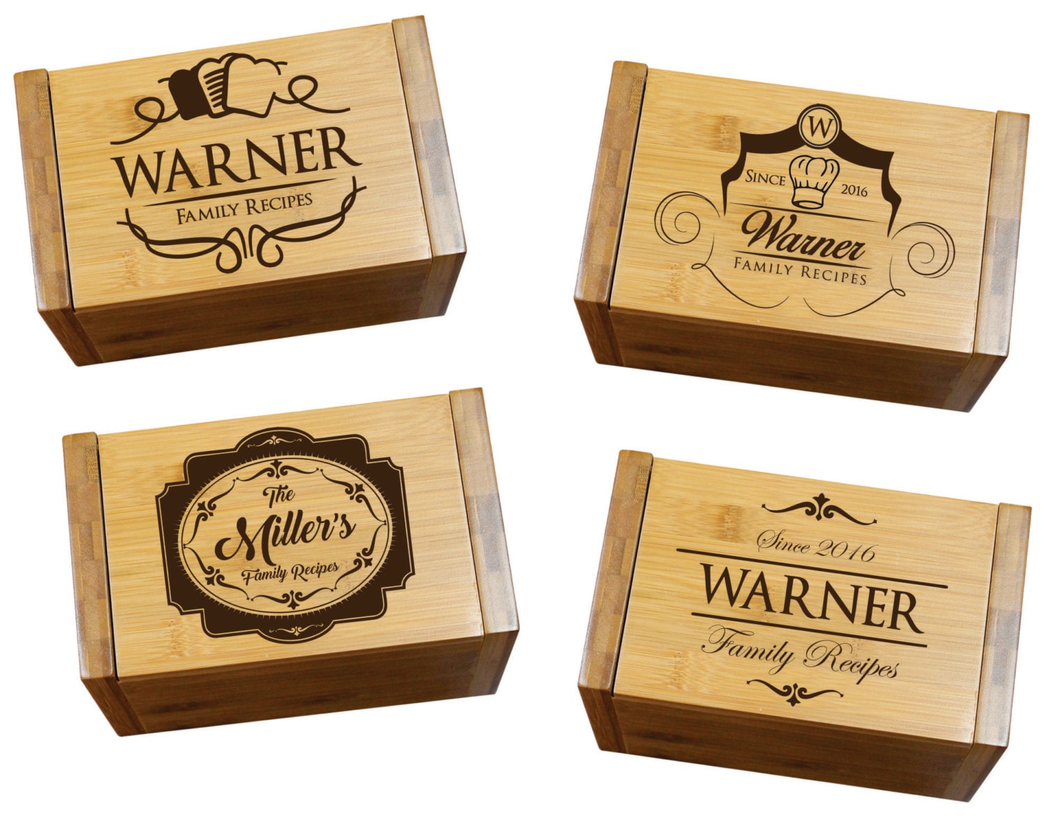 Custom Wood Recipe Box, Personalized Recipe Organizer, Kitchen Gifts ...
