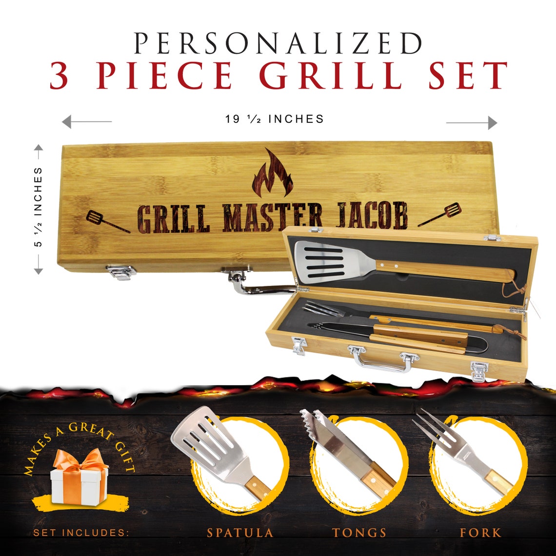 Personalized Grill Set BBQ Set Grill Tools Grill - Etsy