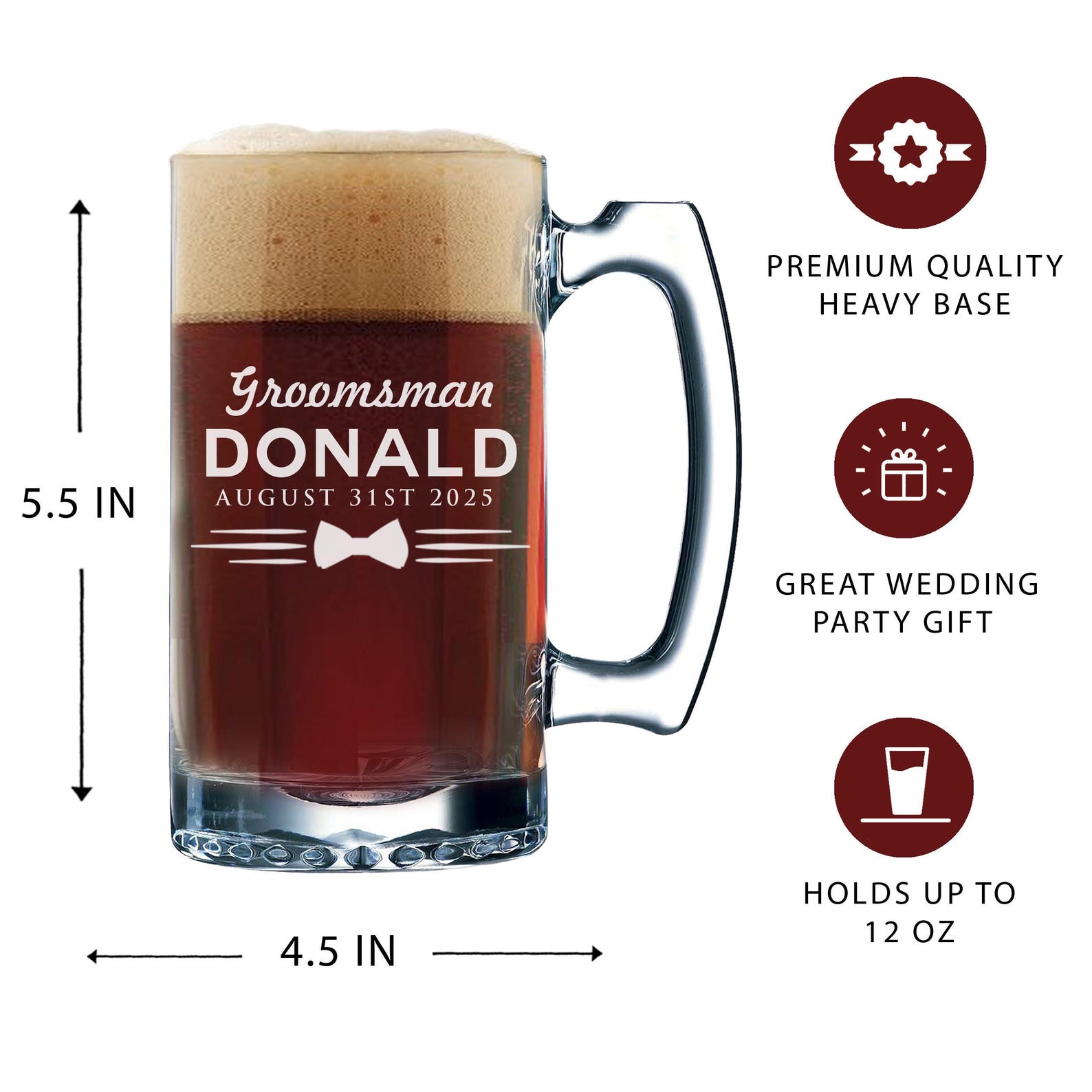 Groomsmen Beer Mug Set, Personalized Beer Mugs, Groomsman Beer Mugs Set ...