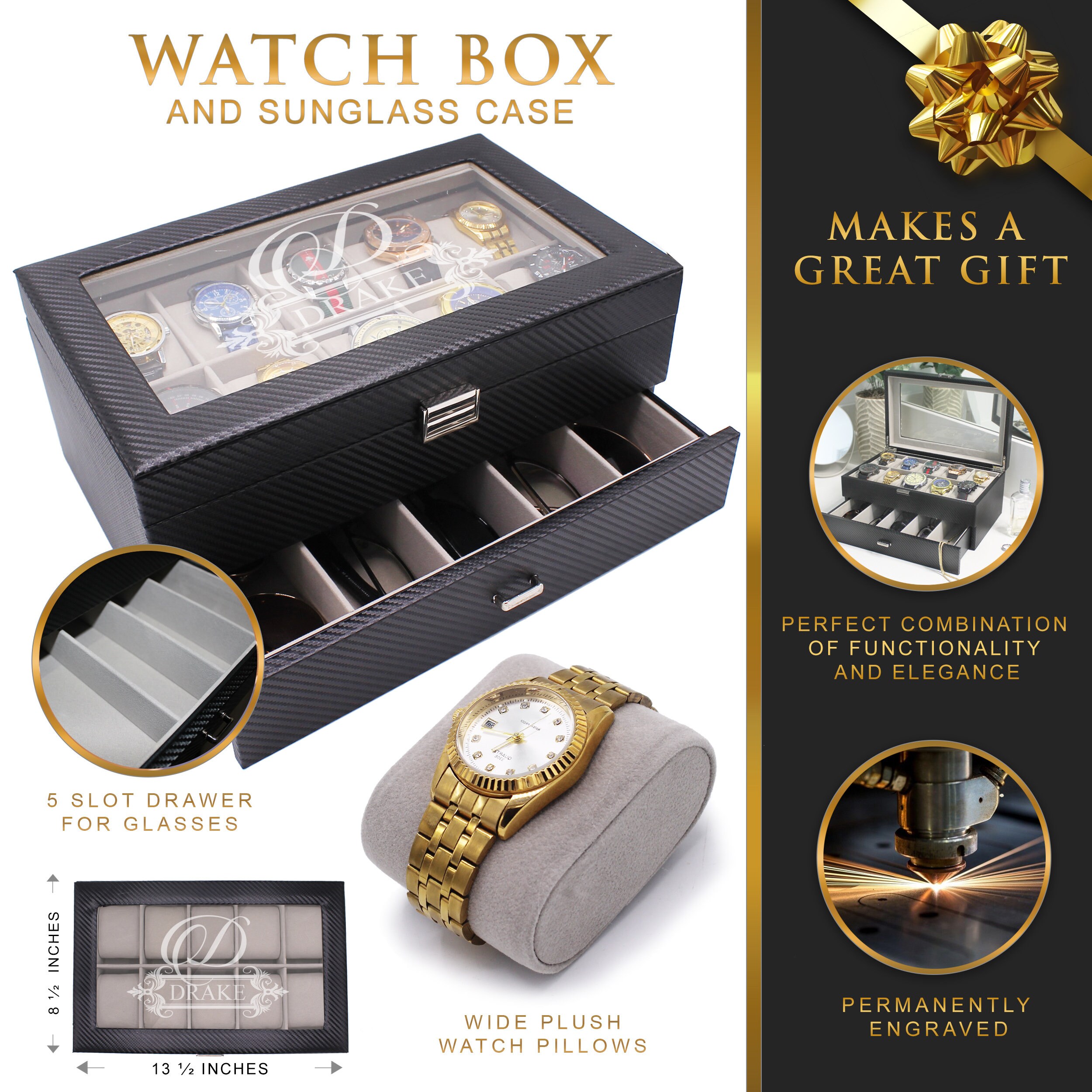 Custom Watch and Sunglasses Box With Drawer, Sunglasses and Watch ...