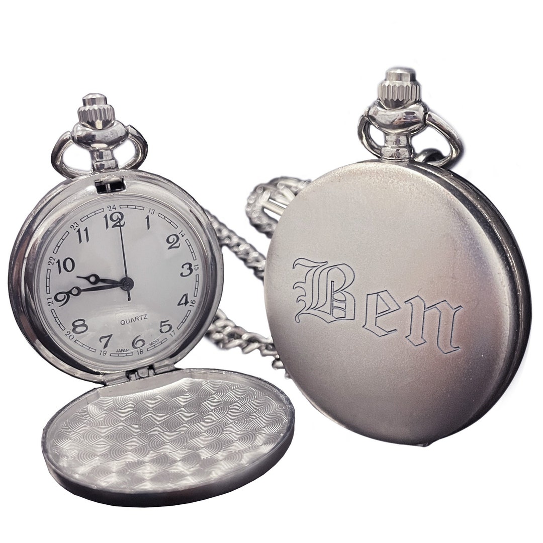 Engraved Pocket Watch, Gifts for Groomsmen, Wedding Party Gifts, Silver ...