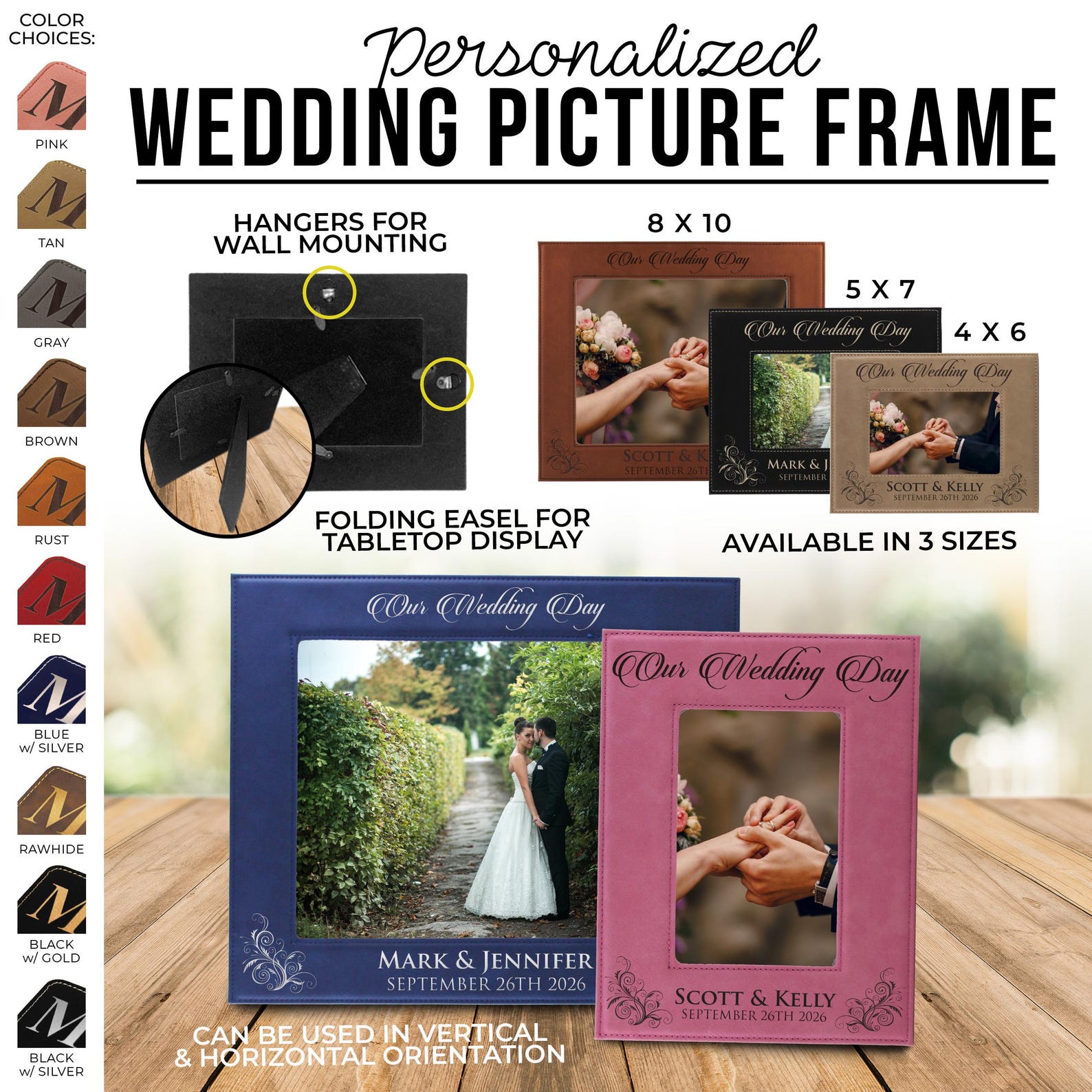 Custom Wedding Photo Frame, Personalized Wedding Frame Engraved ...
