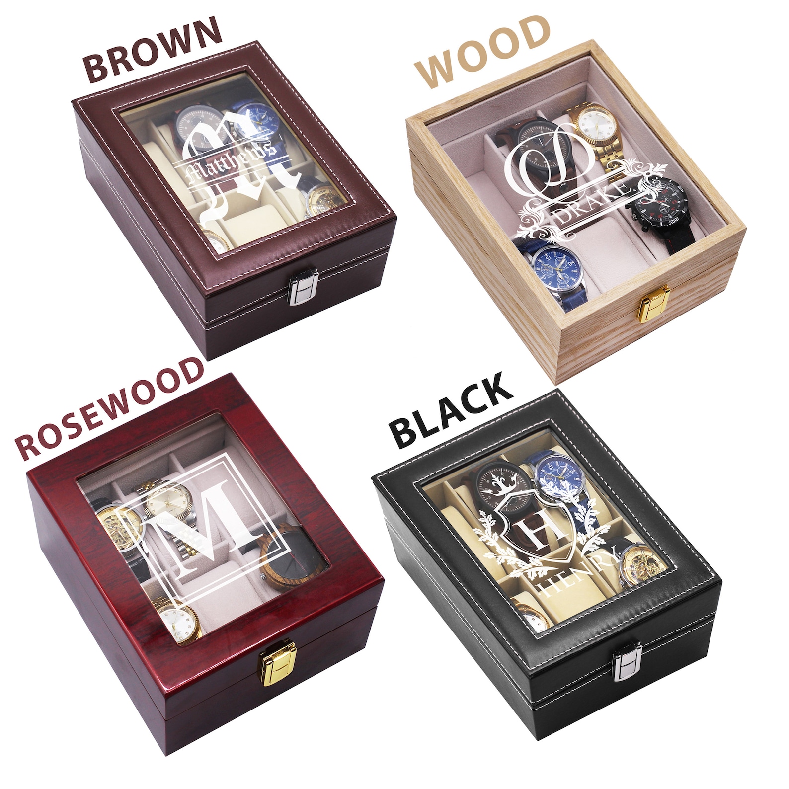 Personalized 6 or 10 Watch Display Case Custom 6 or 10 Watch - Etsy