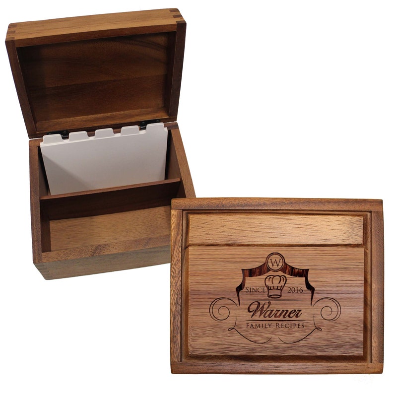 Personalized Wood Recipe Box Engraved Recipe Box Custom Wood - Etsy