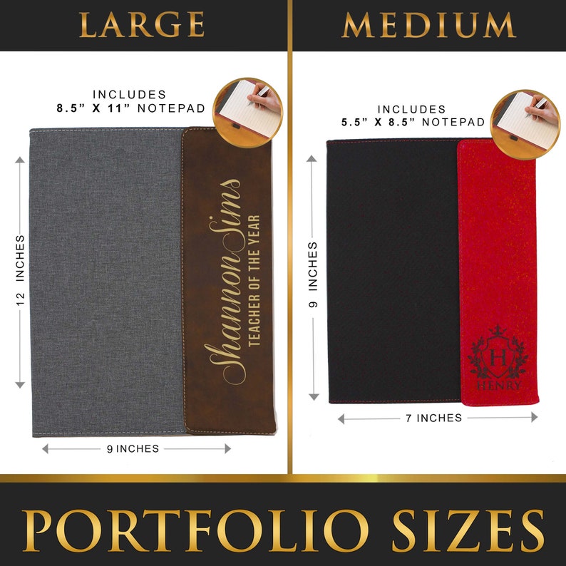 Custom Personalized Leather and Canvas Padfolio, Personalized Notepad ...