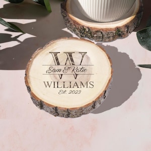 Engraved Log Coasters for Wedding, Personalized Log Coasters Custom ...