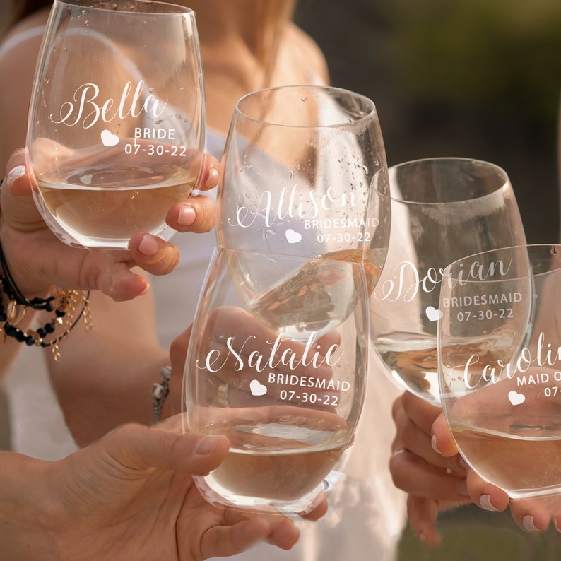 Etched Stemless Wine Glasses Personalized Wine Glass Custom - Etsy