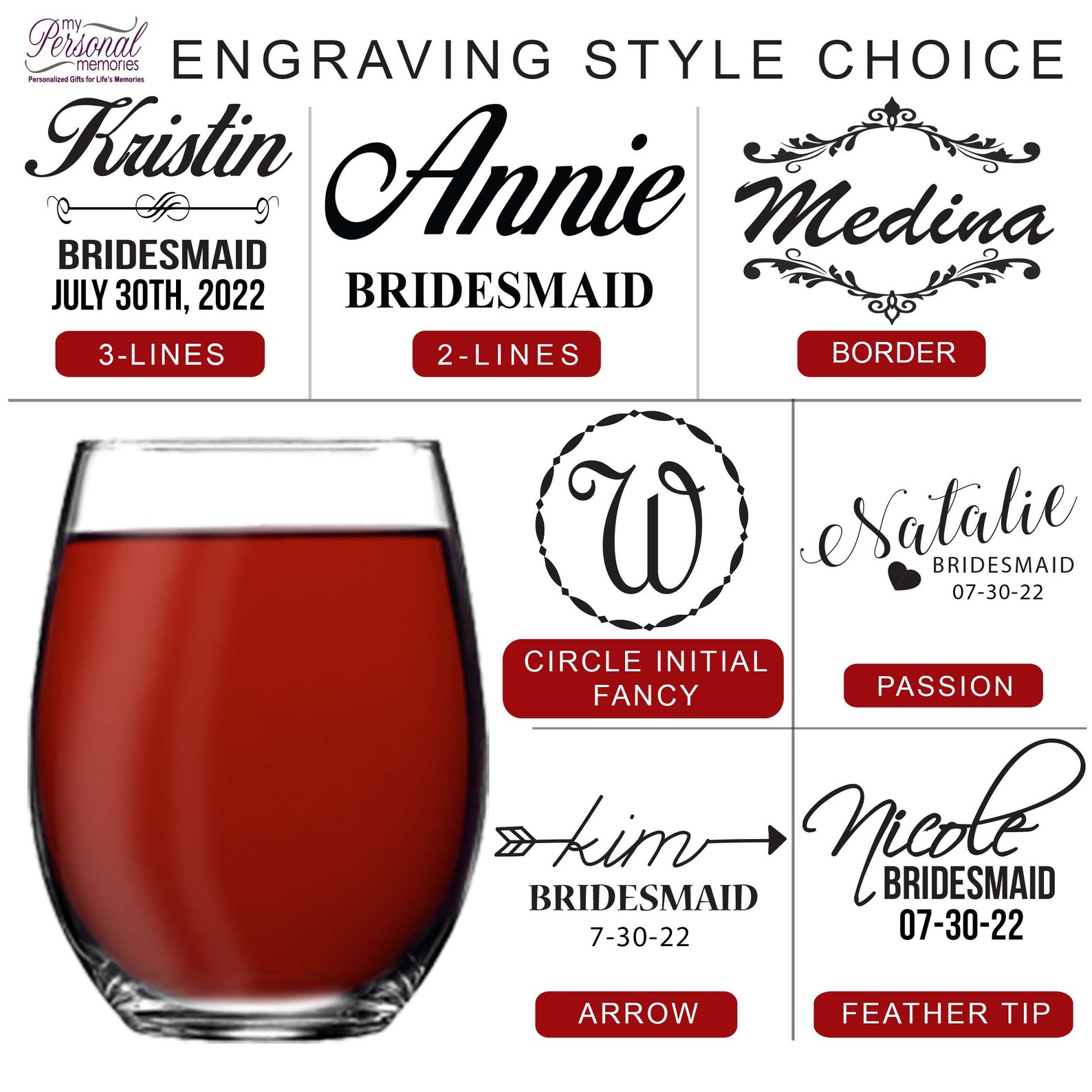 Etched Stemless Wine Glasses Personalized Wine Glass Custom - Etsy