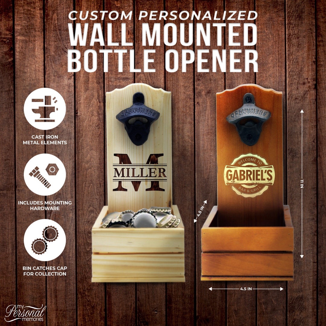 Cap Catcher, Groomsmen Wall Mounted Bottle Opener, Bottle Opener Wall ...
