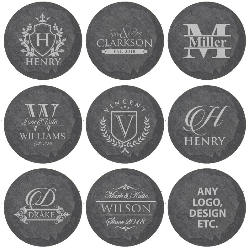 Engraved Slate Coasters Custom Wedding Gift Personalized - Etsy