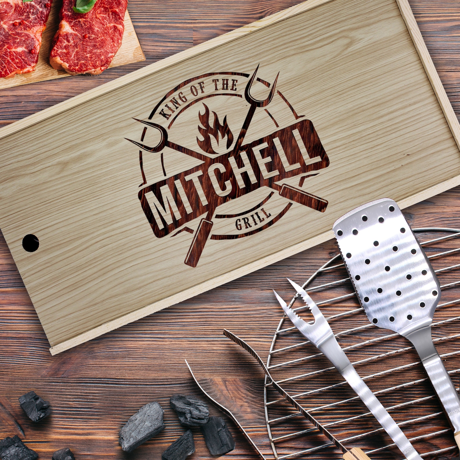 Custom Engraved Grill Set, Customized Grill Tools, Grilling Kit for Dad ...