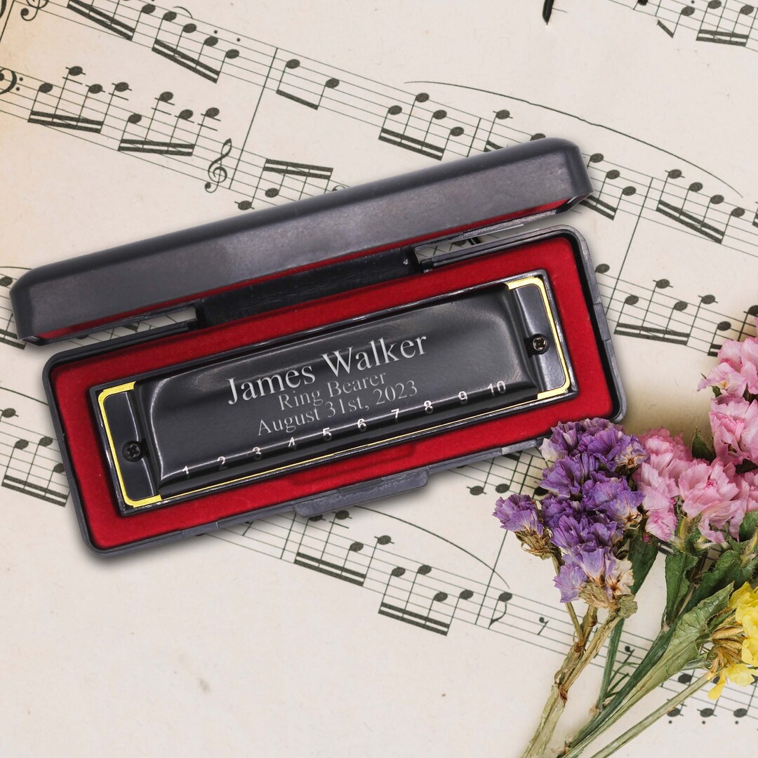 Personalized Black Harmonica - Groomsmen Gift - Best Man Gift - Fathers ...