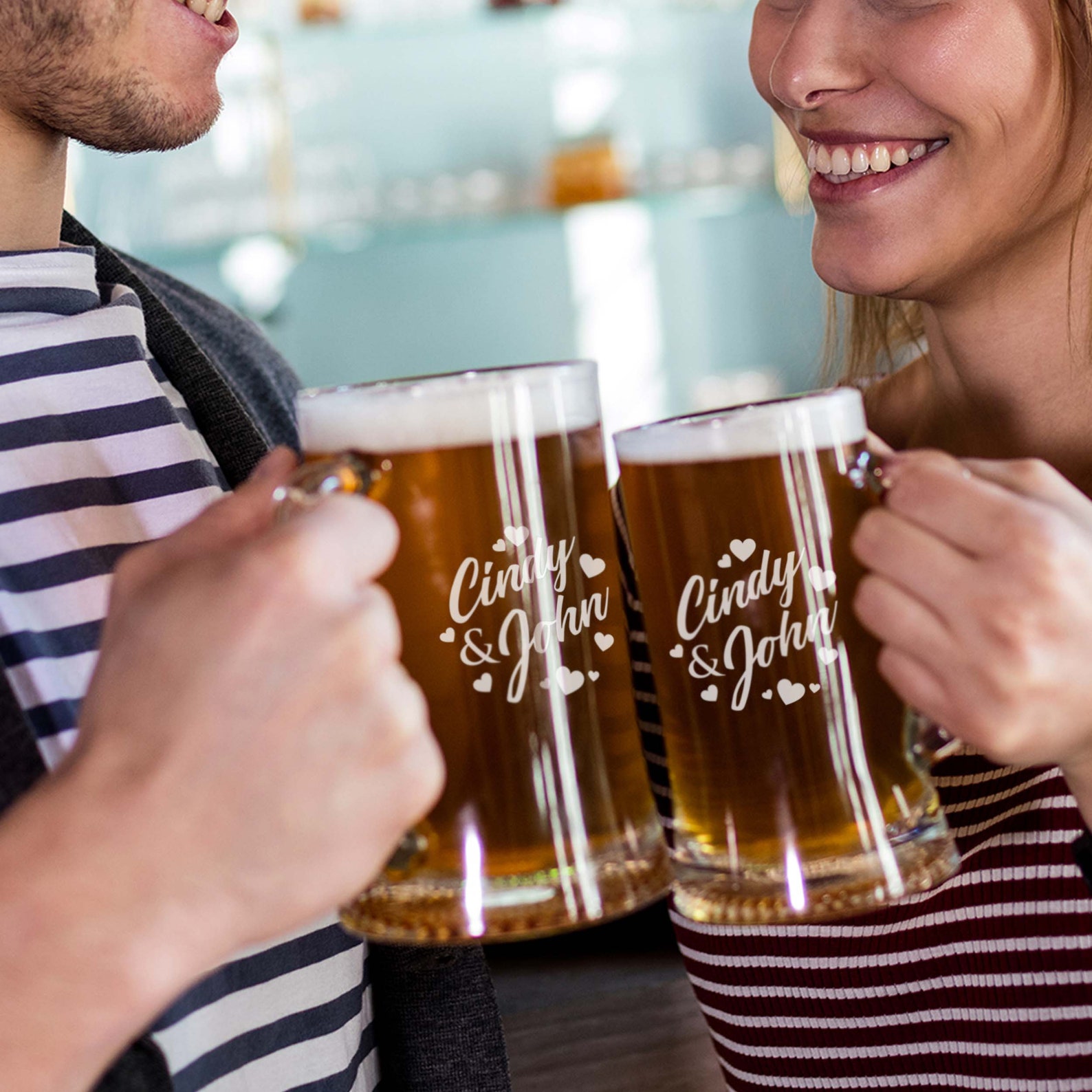 Personalized Couples Beer Mugs, Custom Anniversary Beer Mug Set of 2 ...