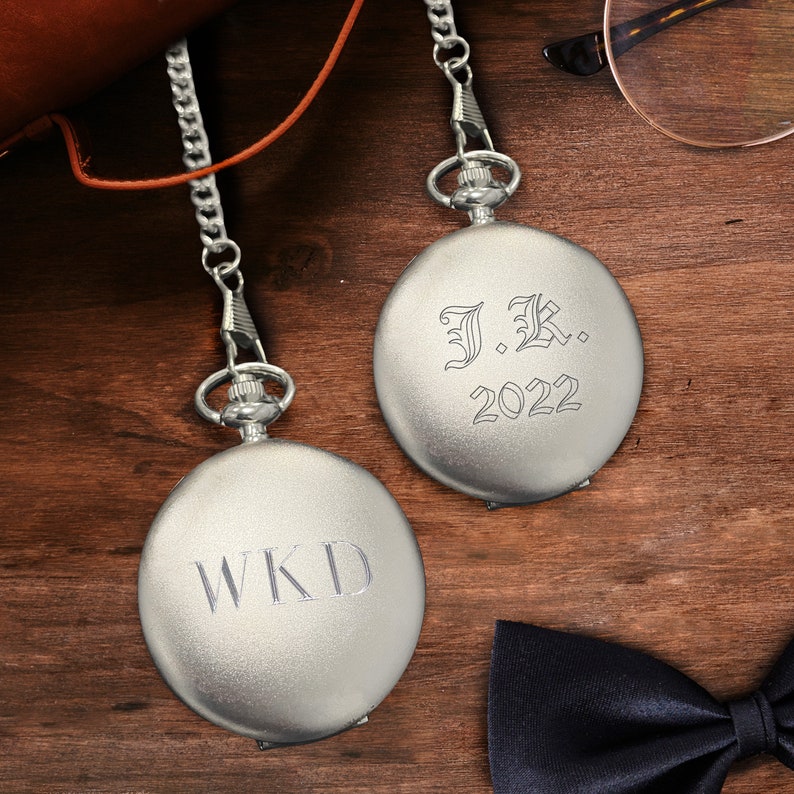 Engraved Pocket Watch, Gifts for Groomsmen, Wedding Party Gifts, Silver ...