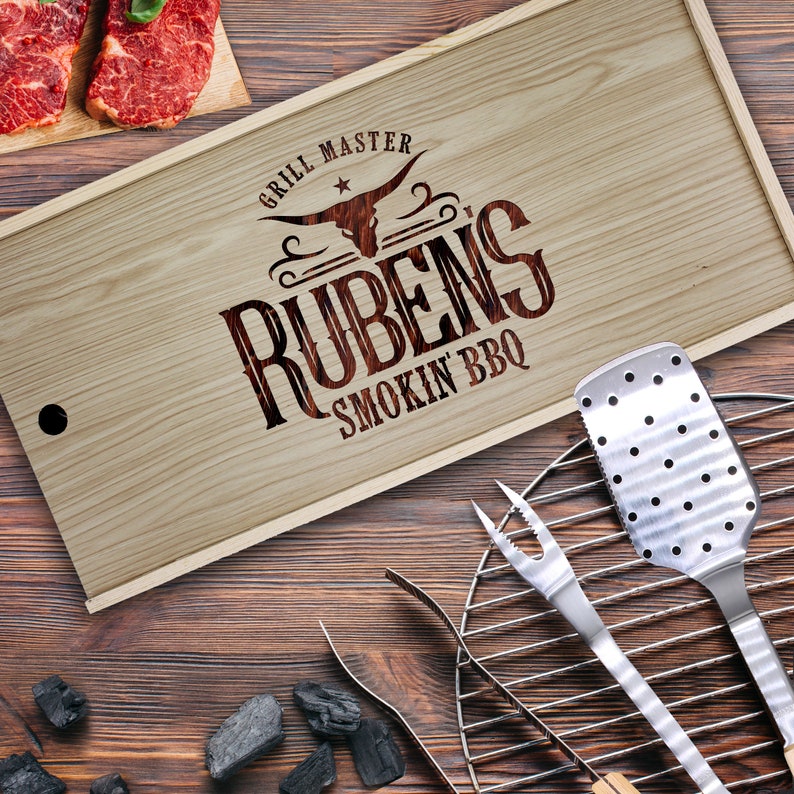 Custom Engraved Grill Set, Customized Grill Tools, Grilling Kit for Dad ...