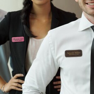 Leather Name Tag, Name Tags Magnetic, Oval Name Badge, Engraved Name ...