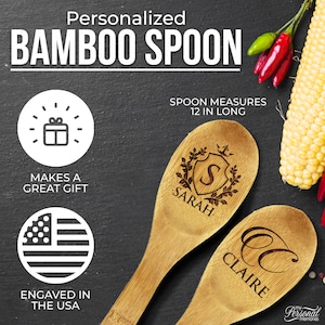 Personalized Wooden Spoon - Custom Bamboo Kitchen Spoon 10 Inches - Etsy