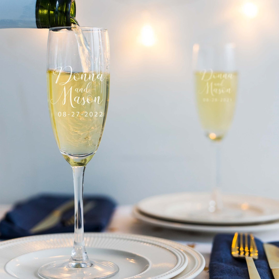 Personalized Champagne Flute Favors, Custom Stemless Flute Favors, Bulk ...