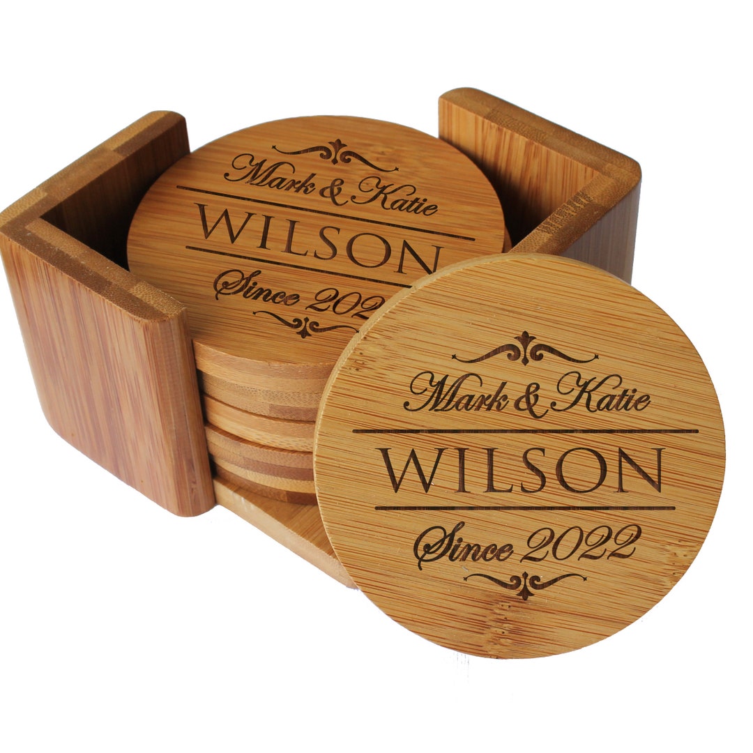 Wedding Coasters, Personalized Wedding Gift, Bamboo Coasters, Coaster ...