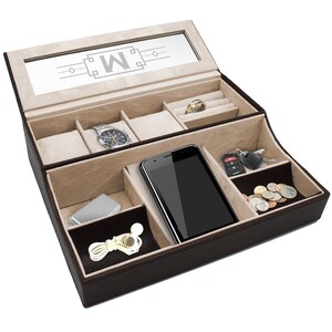 Personalized Valet Box, Monogrammed Valet Tray, Mens Catchall, Dresser ...