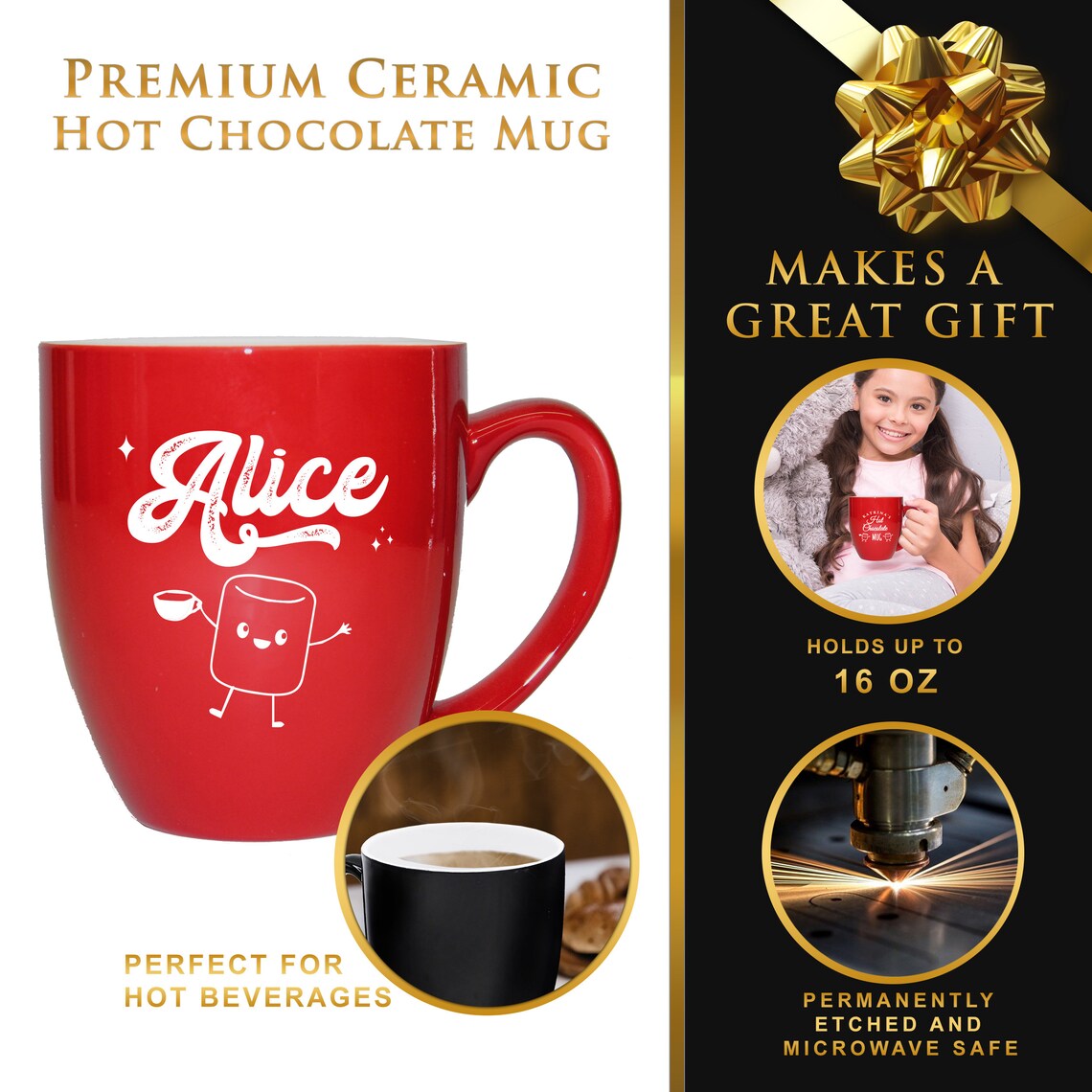 Hot Chocolate Mug for Kids, Engraved Hot Cocoa Cup, Custom Hot ...