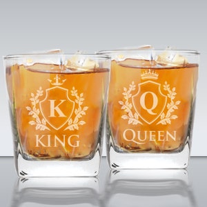 King and Queen Glasses, Custom King and Queen, Stemless King and Queen ...