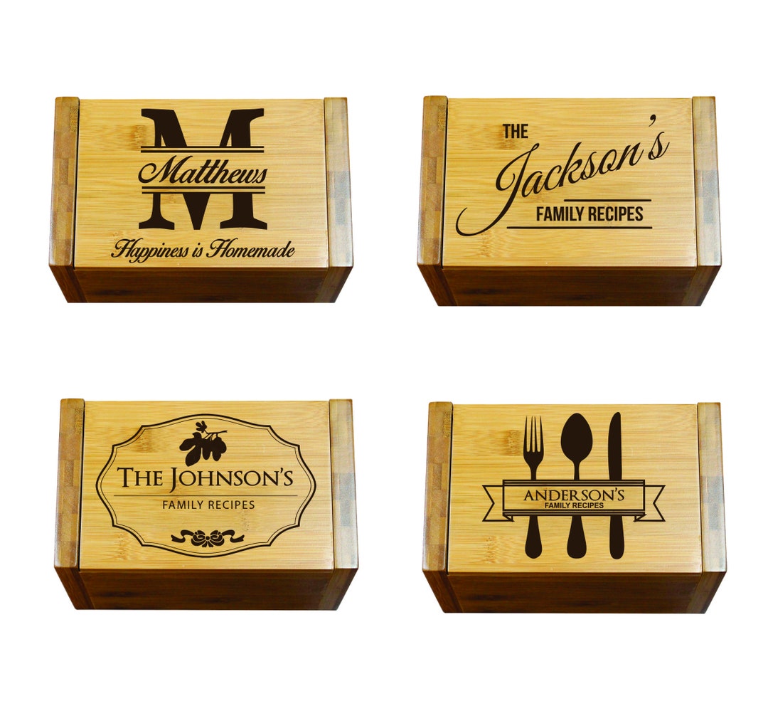 Personalized Wood Recipe Box Engraved Recipe Box Custom Wood - Etsy