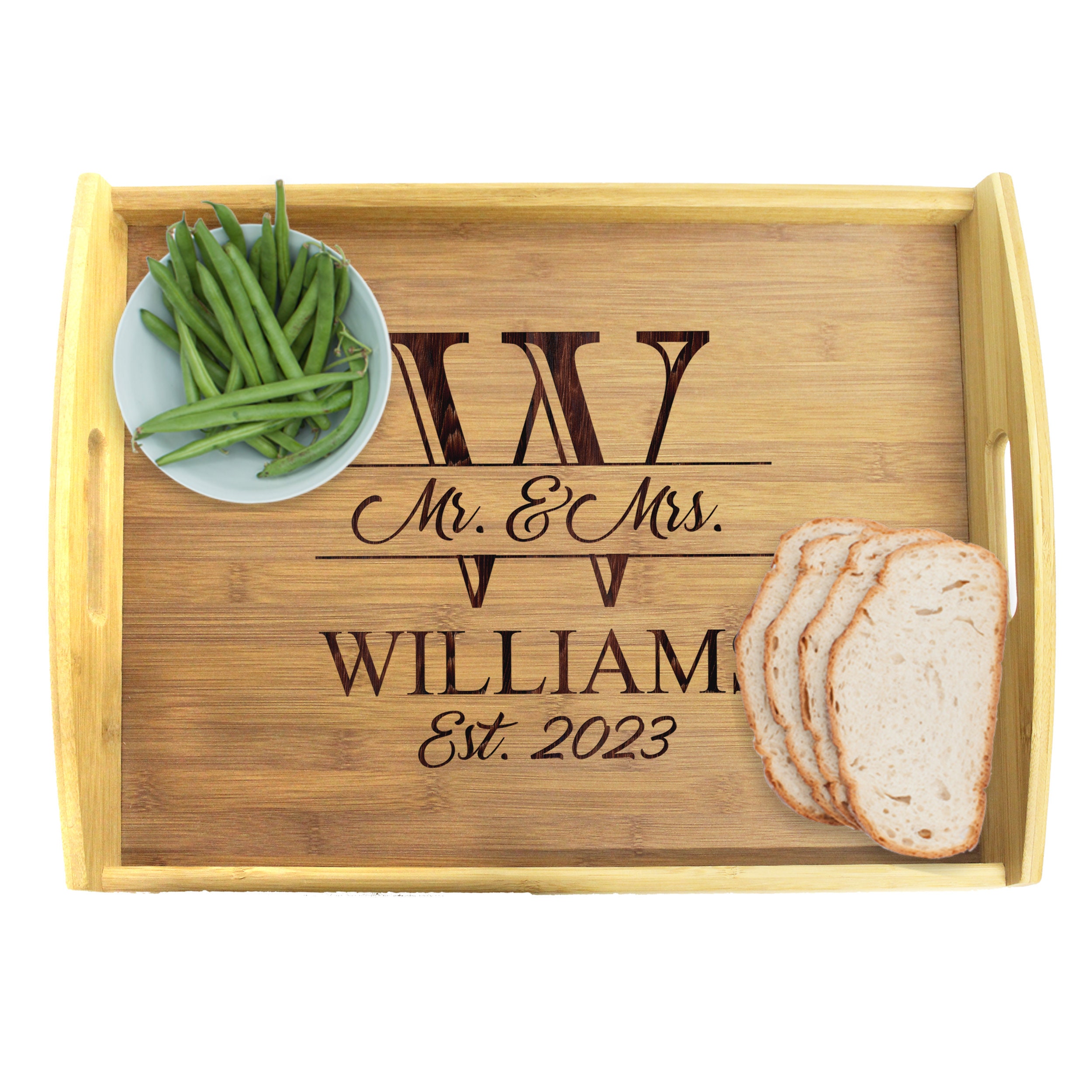 Personalized Wood Serving Tray, Serving Tray With Handles, Wood Serving ...