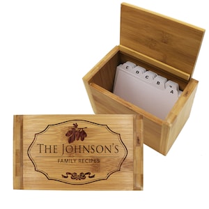 Personalized Wood Recipe Box, Engraved Recipe Box, Custom Wood Recipe ...