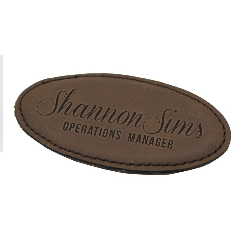 Leather Name Tag Name Tags Magnetic Oval Name Badge - Etsy