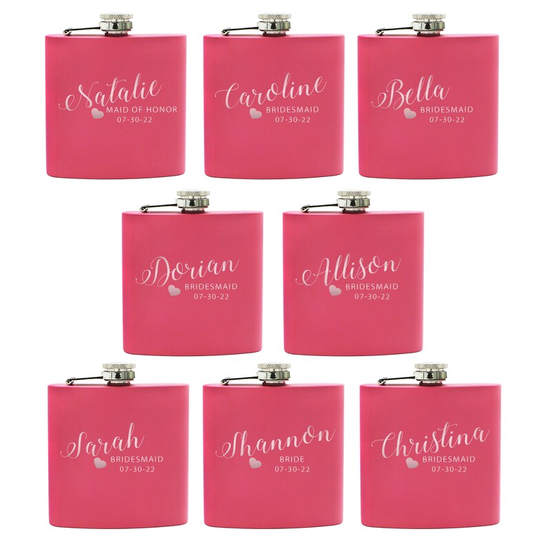 Flasks for Bridesmaids Personalized Pink Flask Gifts for | Etsy