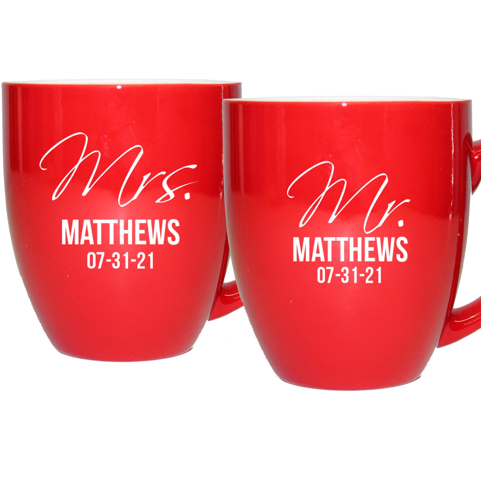 Personalized Mr And Mrs Coffee Mugs Set Of 2 Custom Mr Mrs Etsy