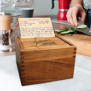 Personalized Wood Recipe Box, Engraved Recipe Box, Custom Wood Recipe ...