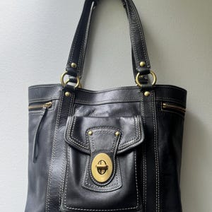 Coach Legacy Tote Bag Turnlock A4 Storage Leather Black Vintage - Etsy