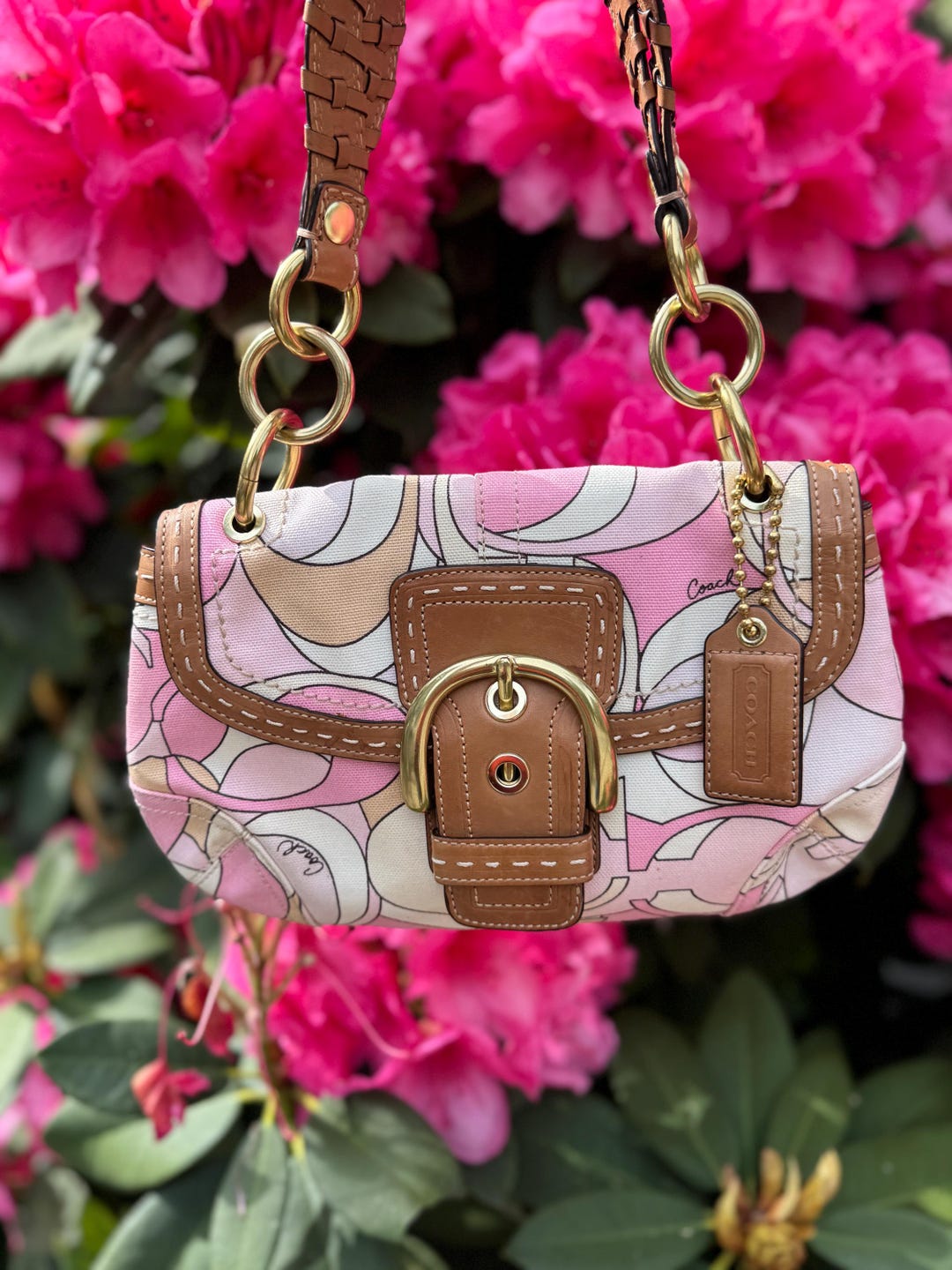 Coach Pastel Canvas Soho Flap Pink Vintage Coach Y2K 11907 - Etsy