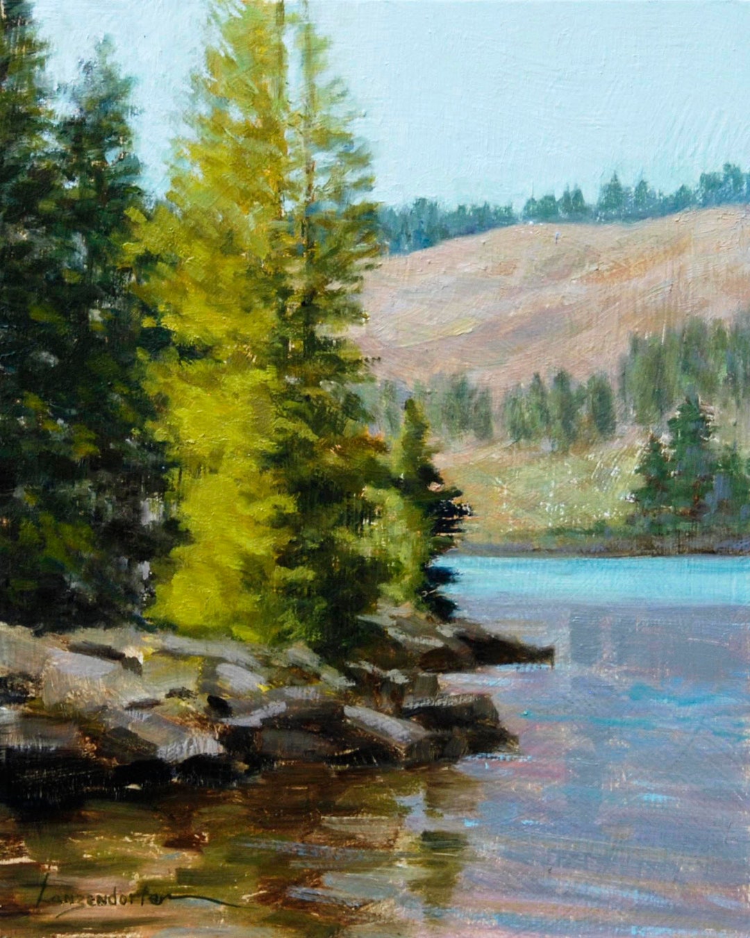 Landscape Oil Painting, Original, Impressionist, Lake, Water, Trees ...