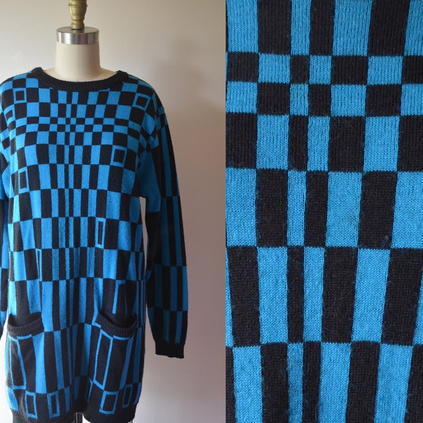 Checkerboard Sweater - Etsy