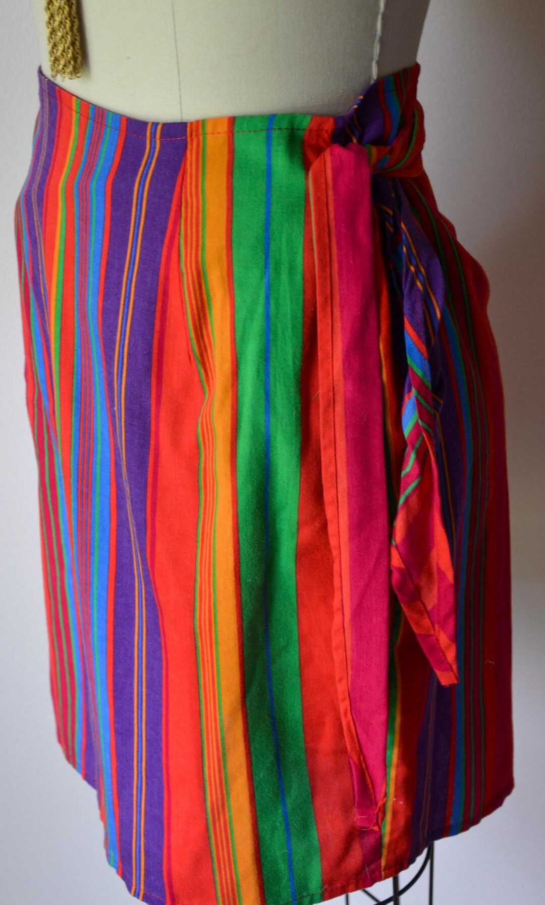 Walking on Sunshine… Vintage 80s Rainbow Stripe Wrap Skirt – Bright ...