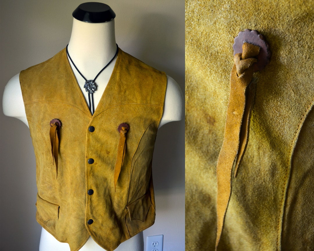Cherokee Fiddle... 1960s Vintage Suede Camel Brown Fest With Leather ...