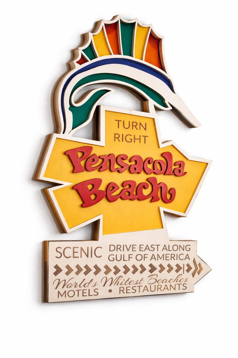 Pensacola Beach Iconic Wall Sign – Coastal Wood Decor - Etsy